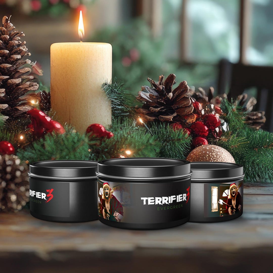 Art the Clown Terrifier 3 Evergreen Scented Black Tin Christmas Candle ...