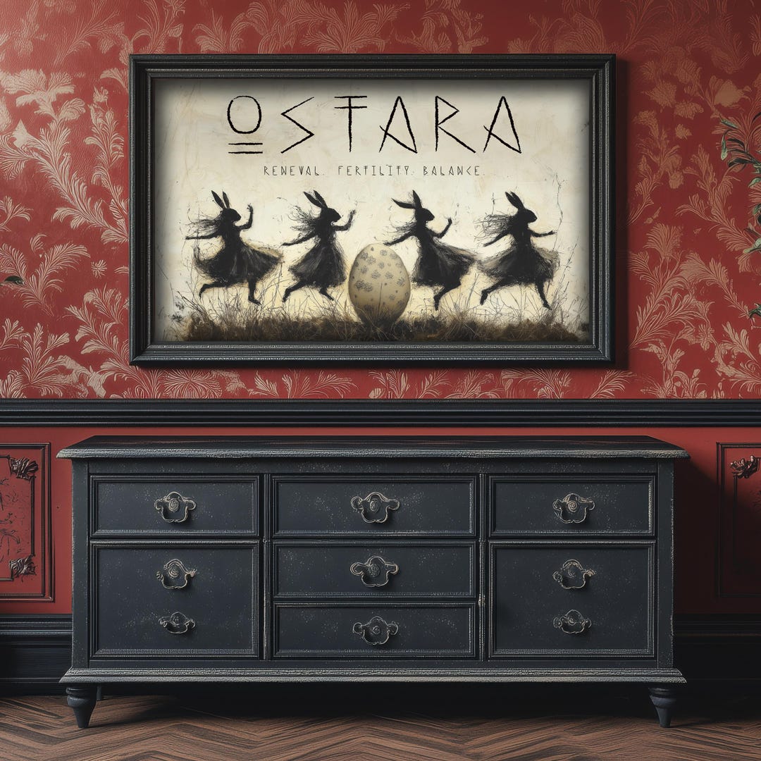Ostara Dancing Hares Poster: Pagan Spring Equinox Wall Art - Etsy
