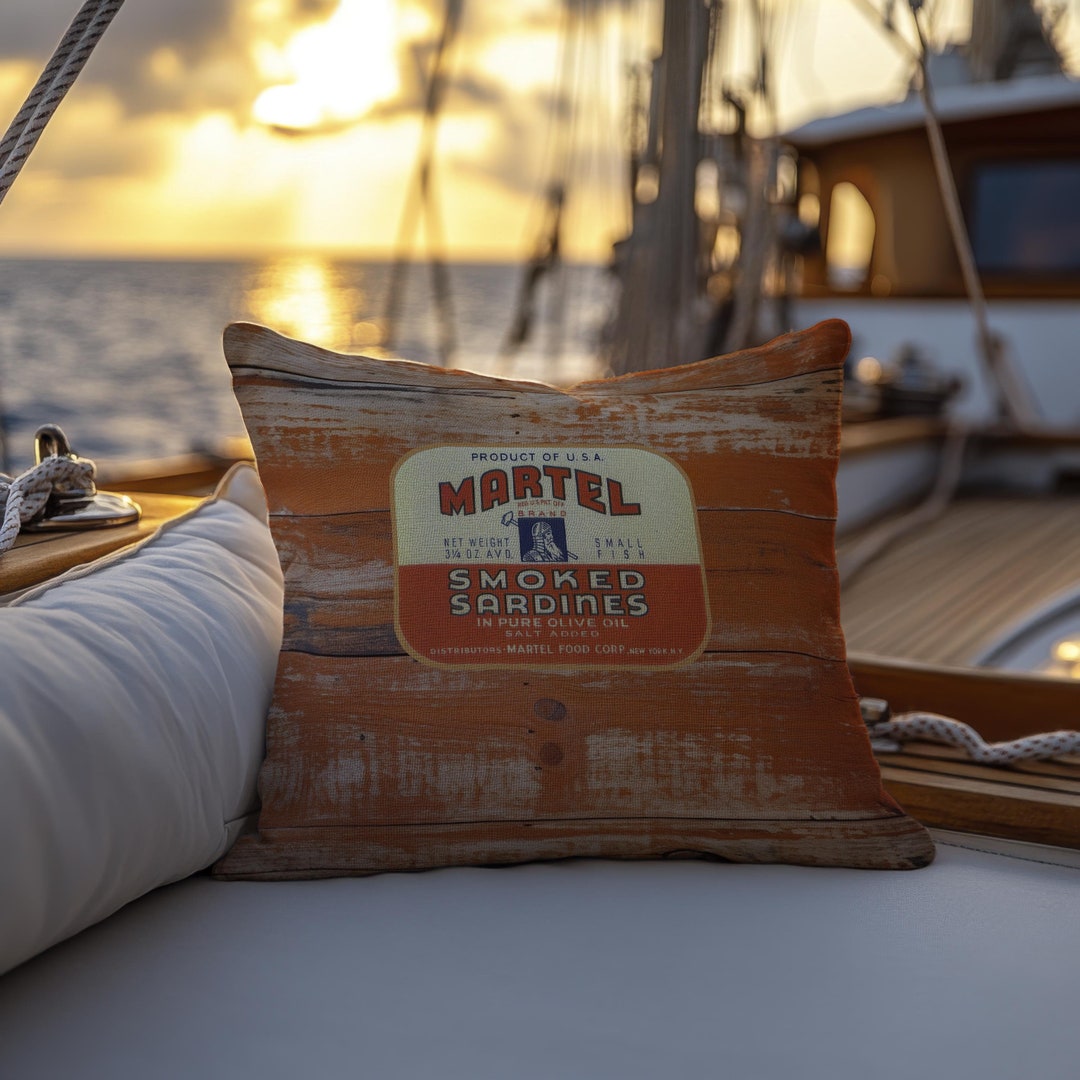 Vintage Martel Brand Sardines Pillow - Nautical Maritime Home ...