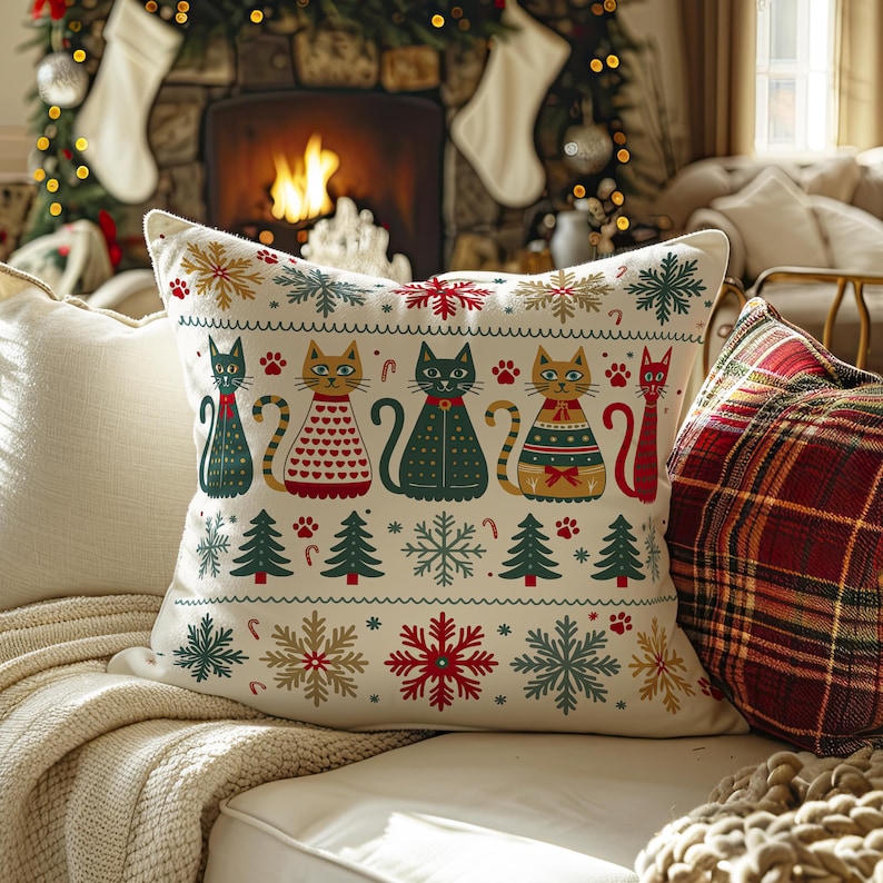 Christmas Cat Pillow