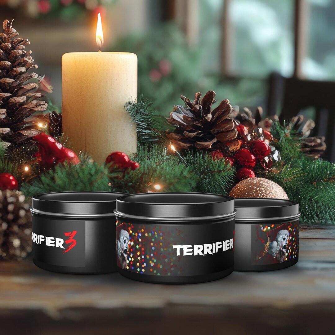 Art the Clown Terrifier 3 Evergreen Scented Black Tin Christmas Candle ...