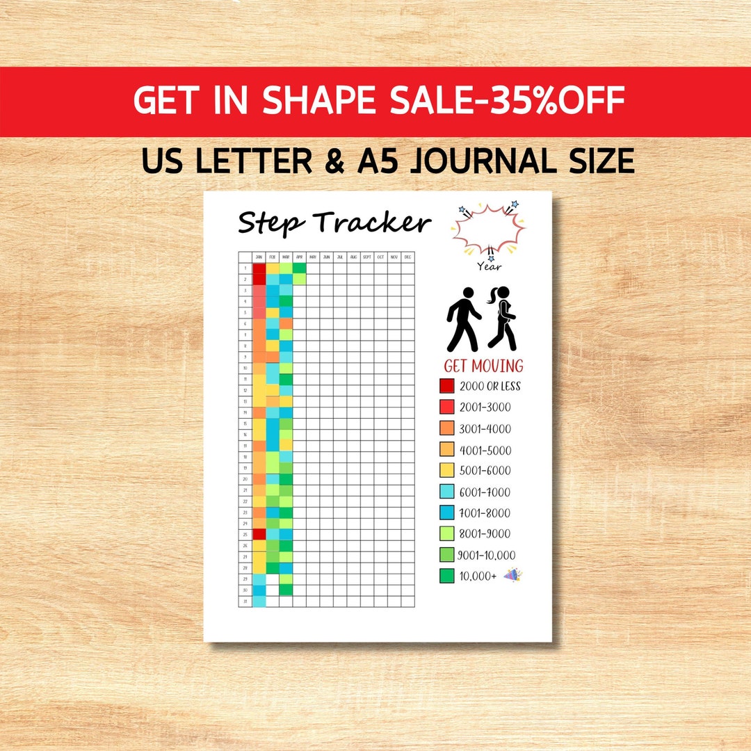 Daily Step Tracker, Step Counter Printable Sheet, Step Challenge ...
