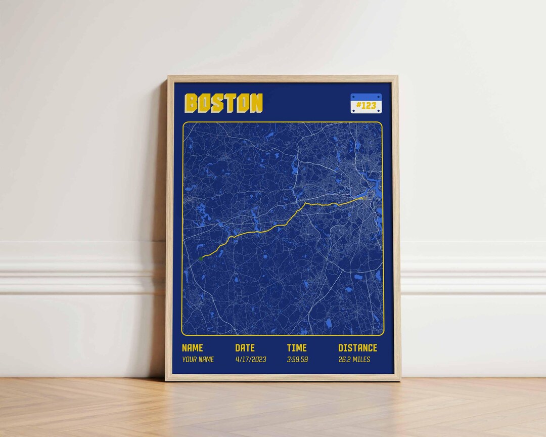 Boston Marathon Custom Race Poster | Personalized Gift for Runners - Etsy