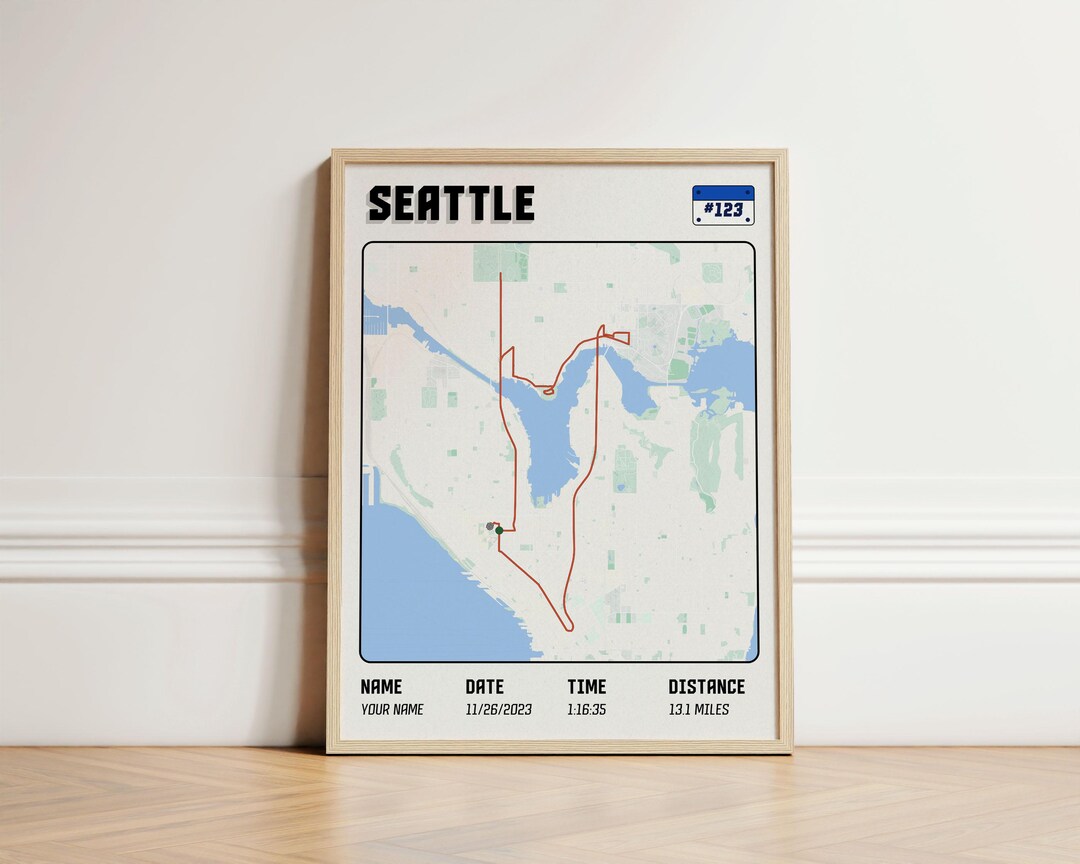 Seattle Half Marathon Custom Race Poster | Personalized Gift for ...
