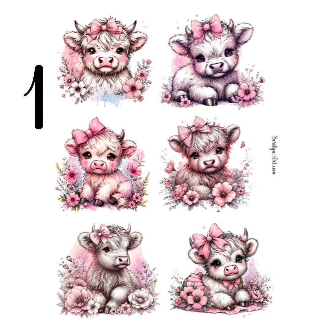 Sticker Sheet Pink Baby Cows for Bullet Journaling, Planners ...