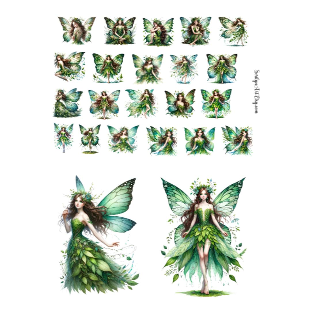 Sticker Sheet Emerald Fairies Themed for Bullet Journals, Planners ...