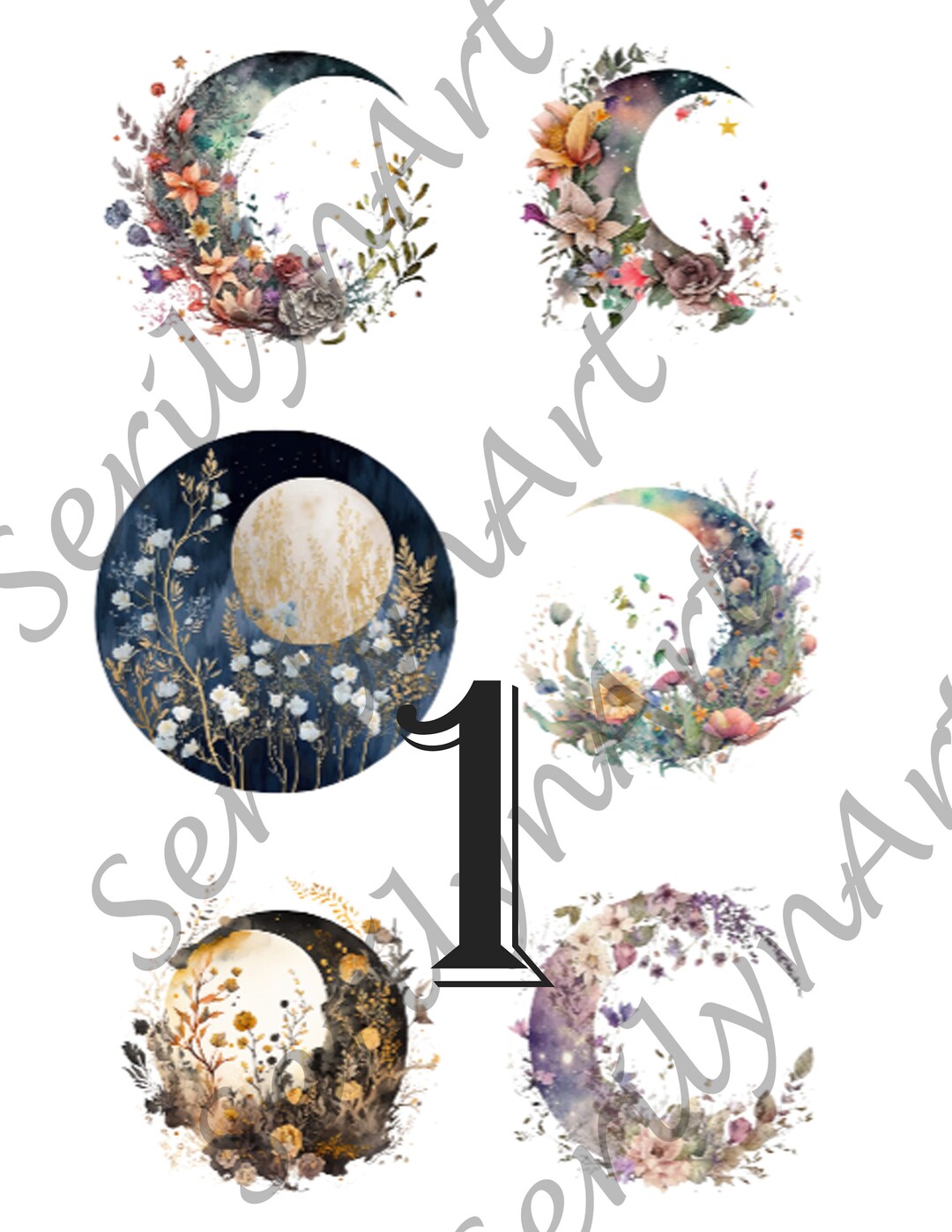 Sticker Sheet Floral Moon Themed for Bullet Journal, Scrapbooking ...