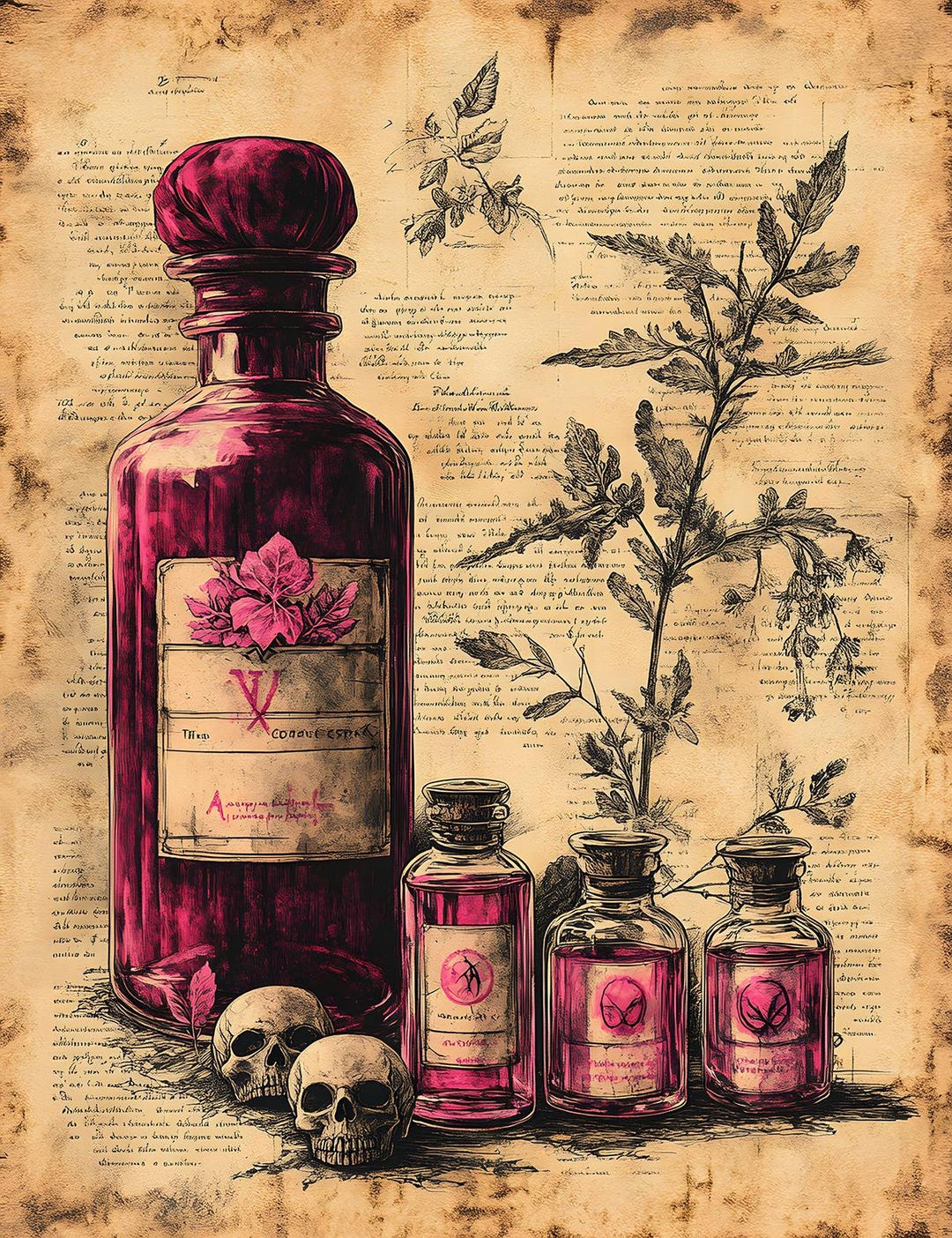 Pink Apothecary 1 Dashboard Stickers for Junk Journal, Bullet Journal ...