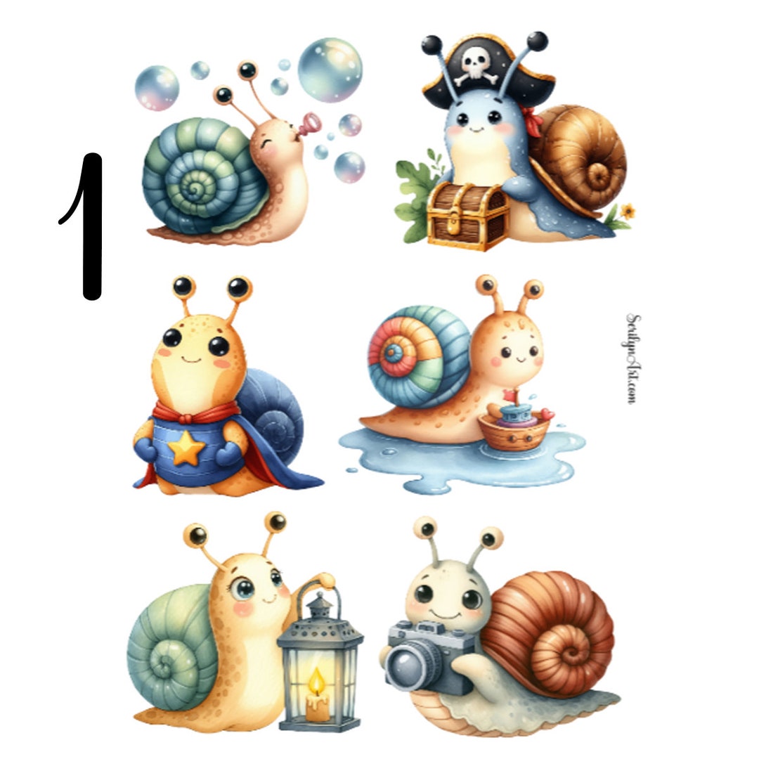 Sticker Sheet Snails for Happy Planner, Bullet Journal, Scrapbooking ...