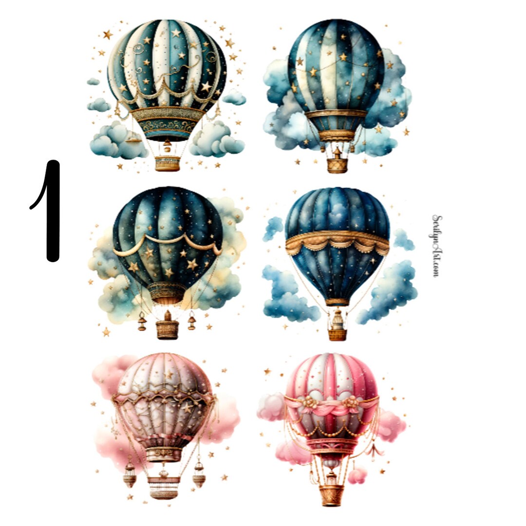 Sticker Sheet Hot Air Balloons for Bullet Journal, Scrapbooking ...