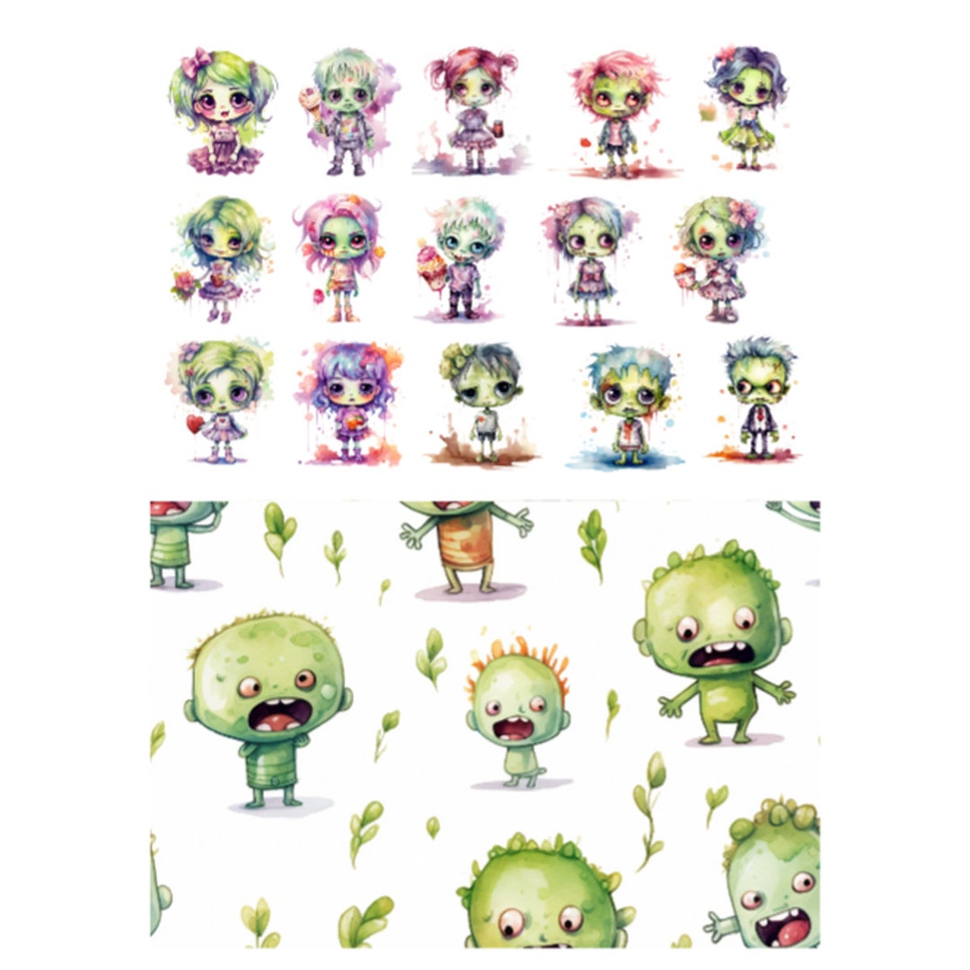 Sticker Sheet Zombies for Bullet Journal, Art Journal, Junk Journal ...