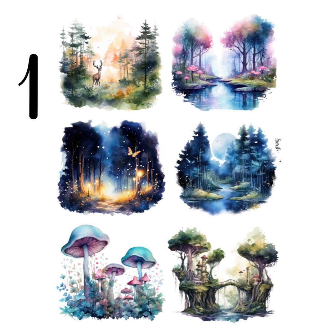 Sticker Sheet Mystical Forests Themed Stickers for Bullet Journal ...