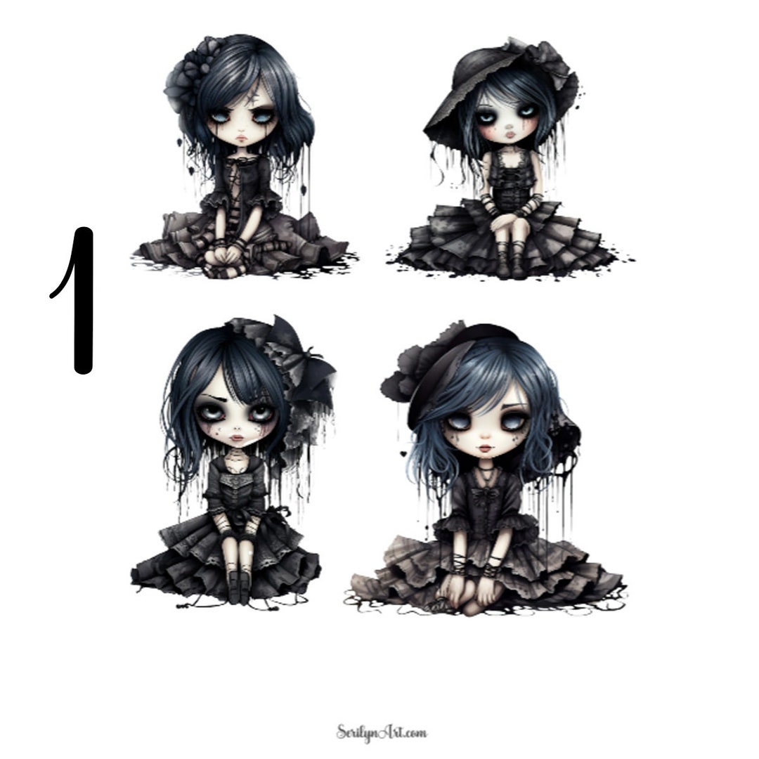 Sticker Sheet Emo Goth Girls for Bullet Journaling, Planners ...