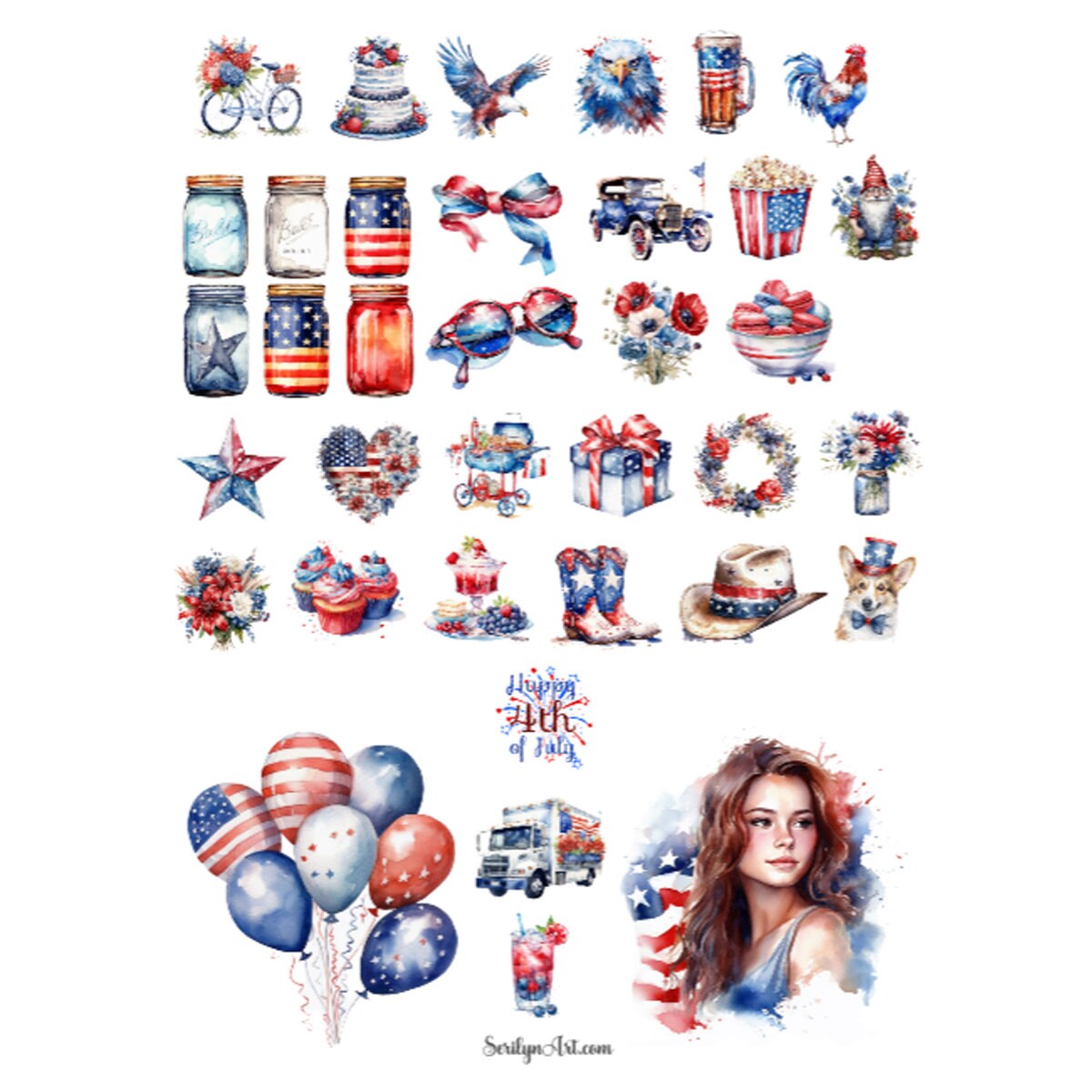 Sticker Sheet Fourth of July Themed for Bullet Journal, Scrapbooking ...