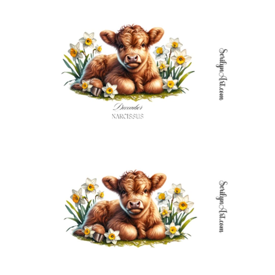 Sticker Sheet November Cow and Flower of the Month Dashboard for Bullet ...