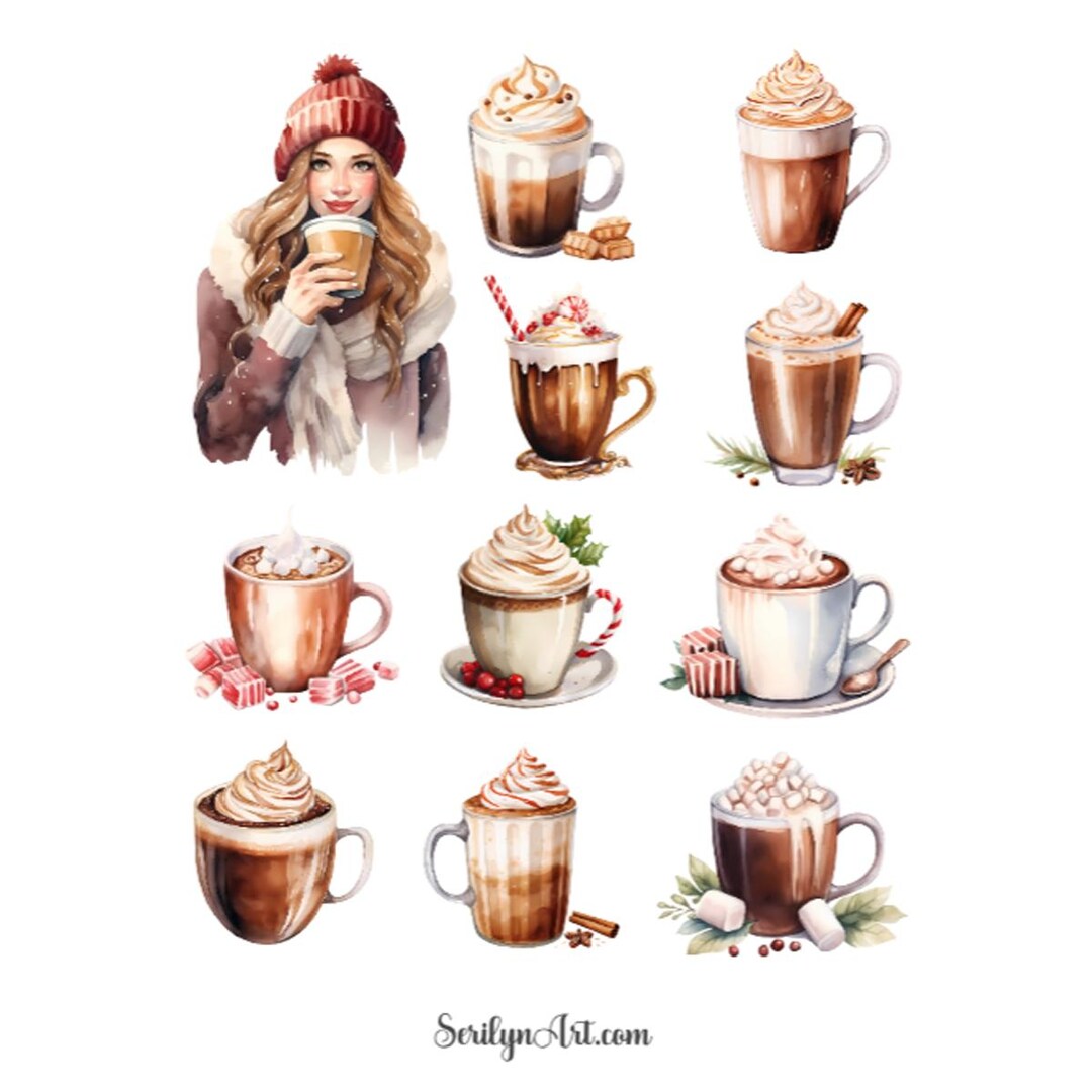 Sticker Sheet Hot Chocolate Themed for Bullet Journal, Scrapbooking ...