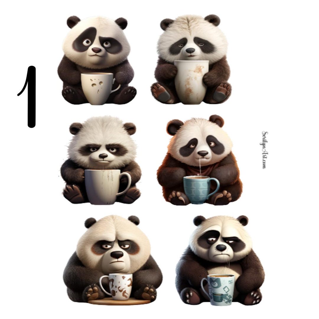 Sticker Sheet Grumpy Coffee Pandas Themed for Bullet Journal ...