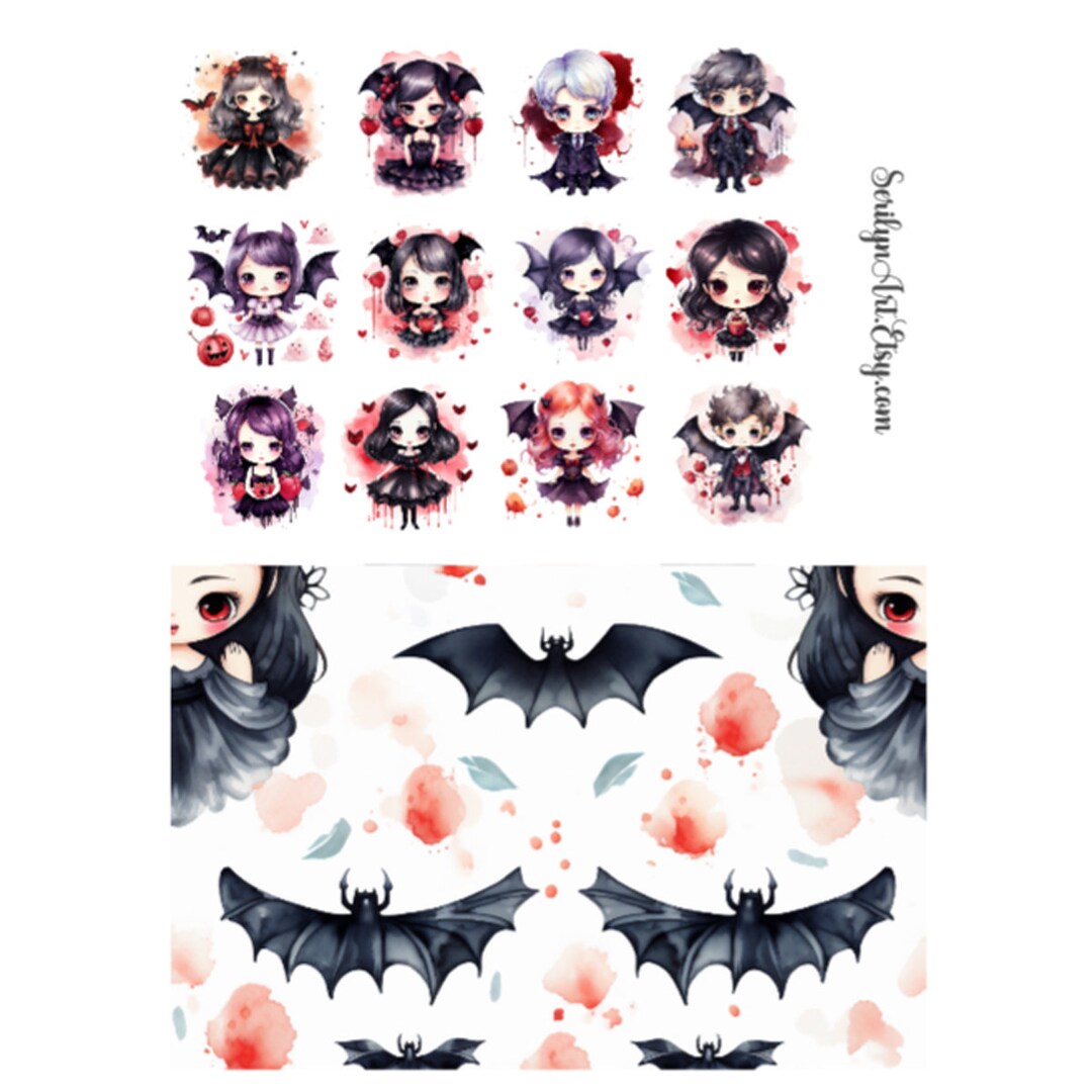 Sticker Sheet Vampires for Bullet Journal, Art Journal, Junk Journal ...
