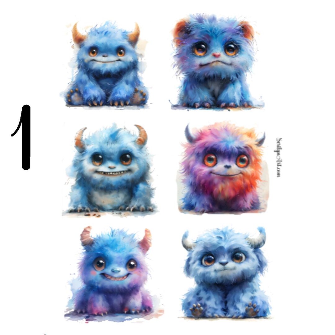 Sticker Sheet Fuzzy Monsters for Bullet Journaling, Planners ...