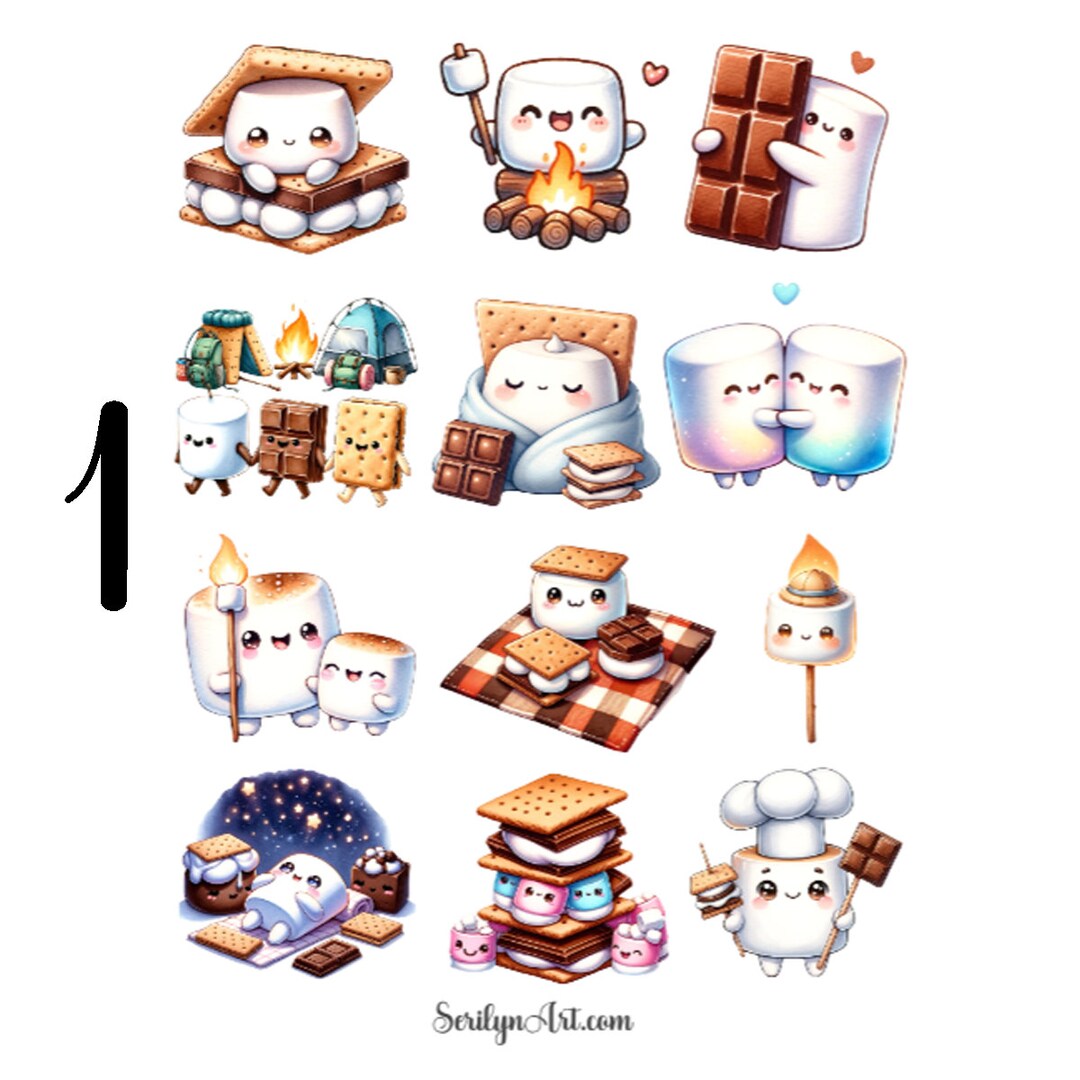 Sticker Sheet Cute Smores Themed for Bullet Journal, Scrapbooking ...