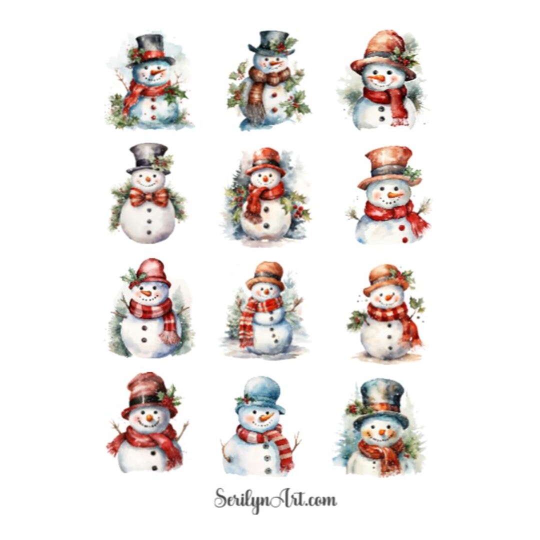 Sticker Sheet Snowmen Themed for Bullet Journal, Scrapbooking, Planners ...