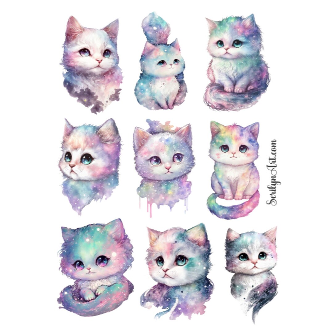 Sticker Sheet Galaxy Cats for Bullet Journaling, Planners, Scrapbooking ...