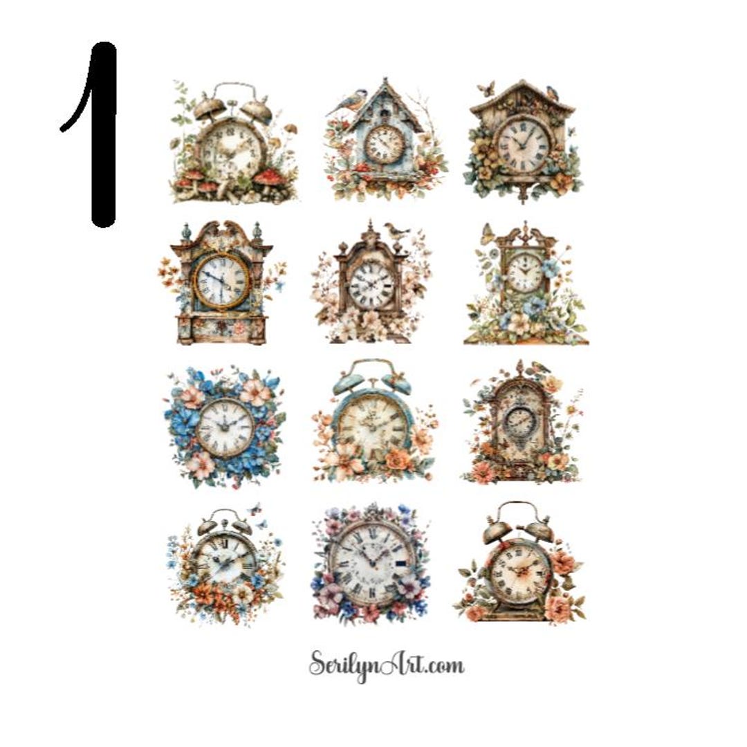 Sticker Sheet Floral Clocks for Bullet Journaling, Planners ...