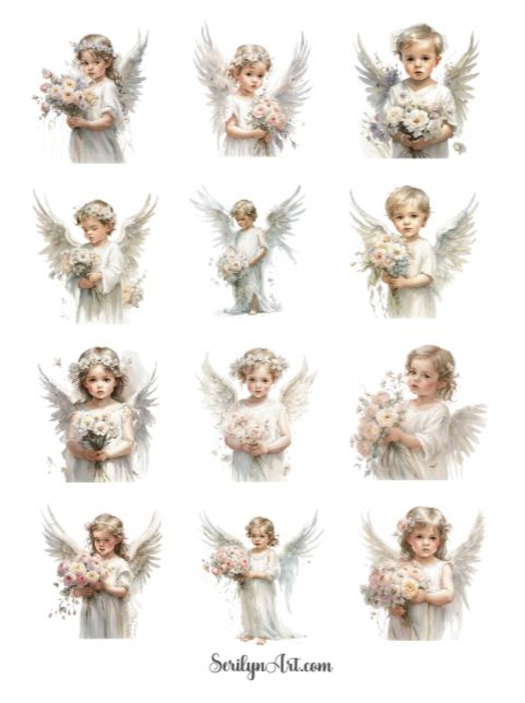 Sticker Sheet Angels for Bullet Journaling, Planners, Scrapbooking ...