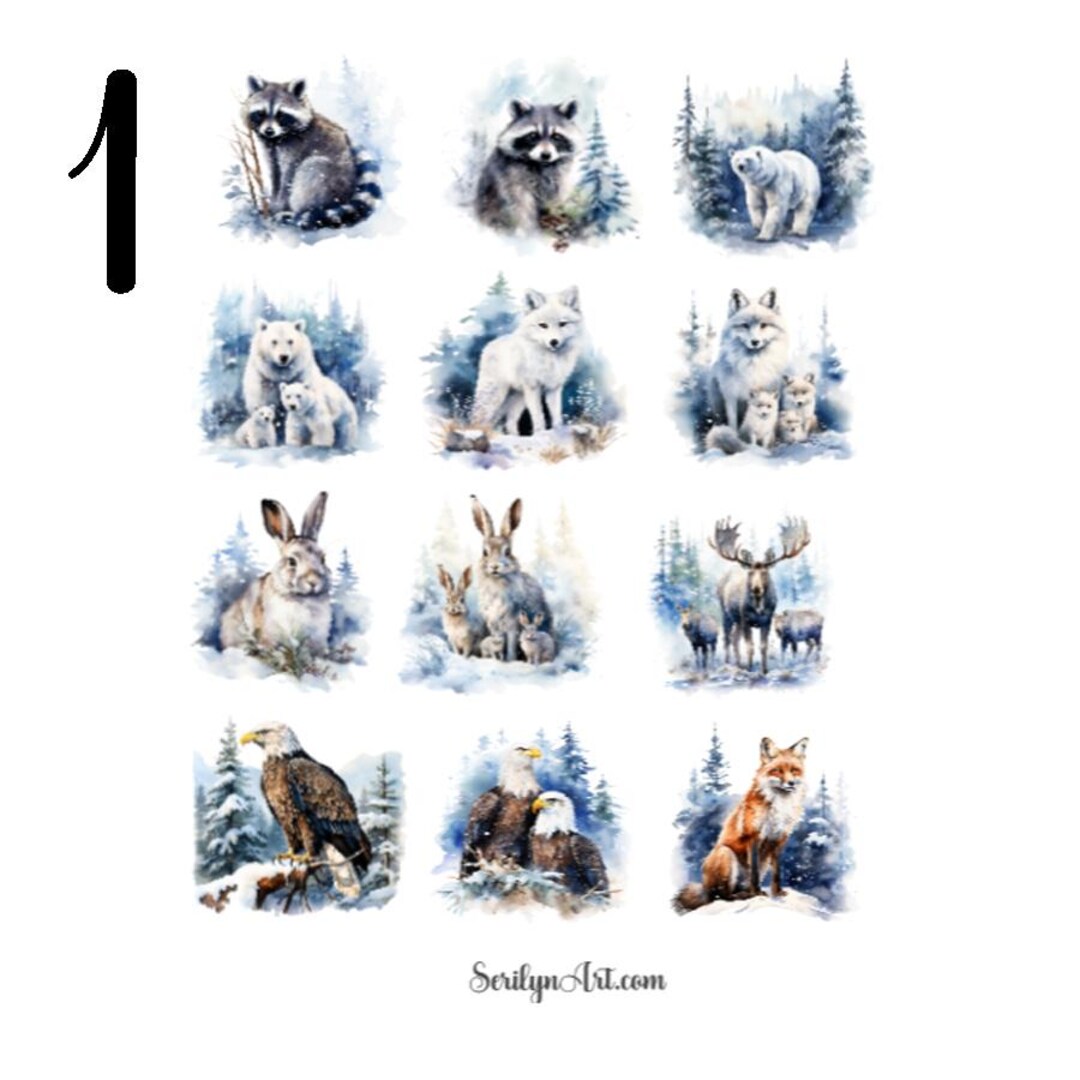 Sticker Sheet Winter Wild Animals Themed for Bullet Journal ...