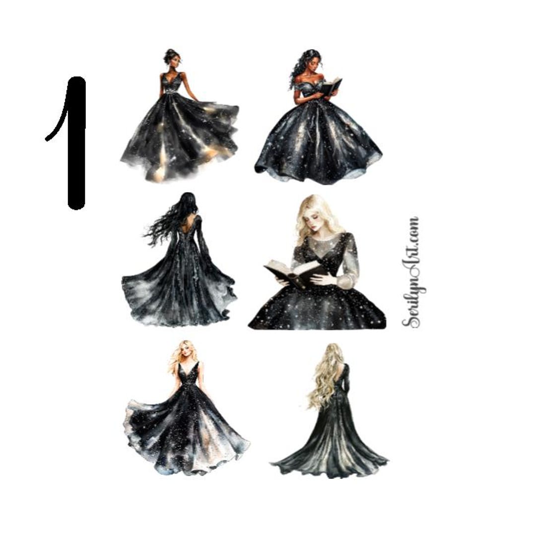 Sticker Sheet Midnight Black Theme for Bullet Journaling, Planners, Scrapbooking, Mixed Media ...