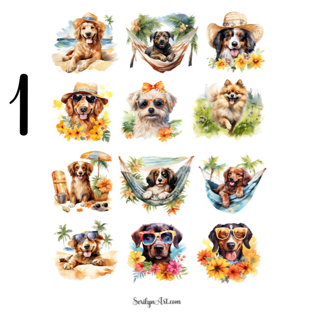 Sticker Sheet Summer Dogs Themed for Bullet Journal, Scrapbooking ...