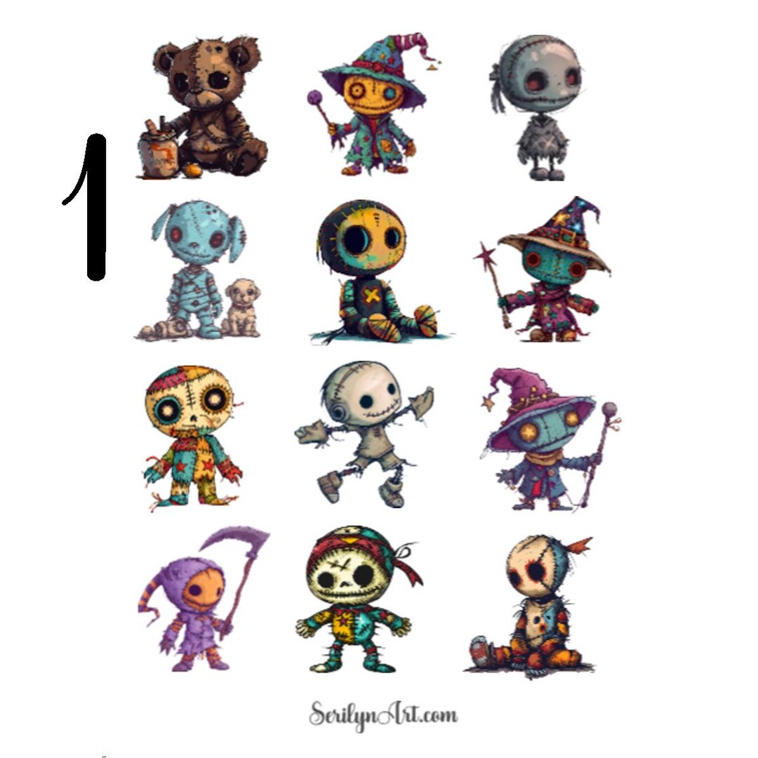 Sticker Sheet Voodoo Dolls Themed for Bullet Journaling, Planners ...