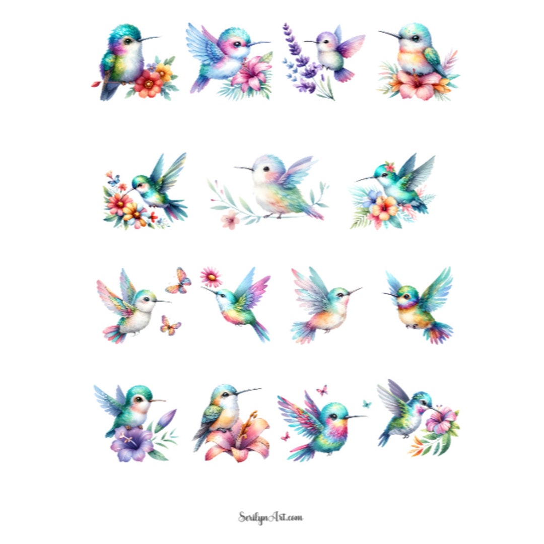 Sticker Sheet Hummingbird Themed for Bullet Journal, Scrapbooking ...