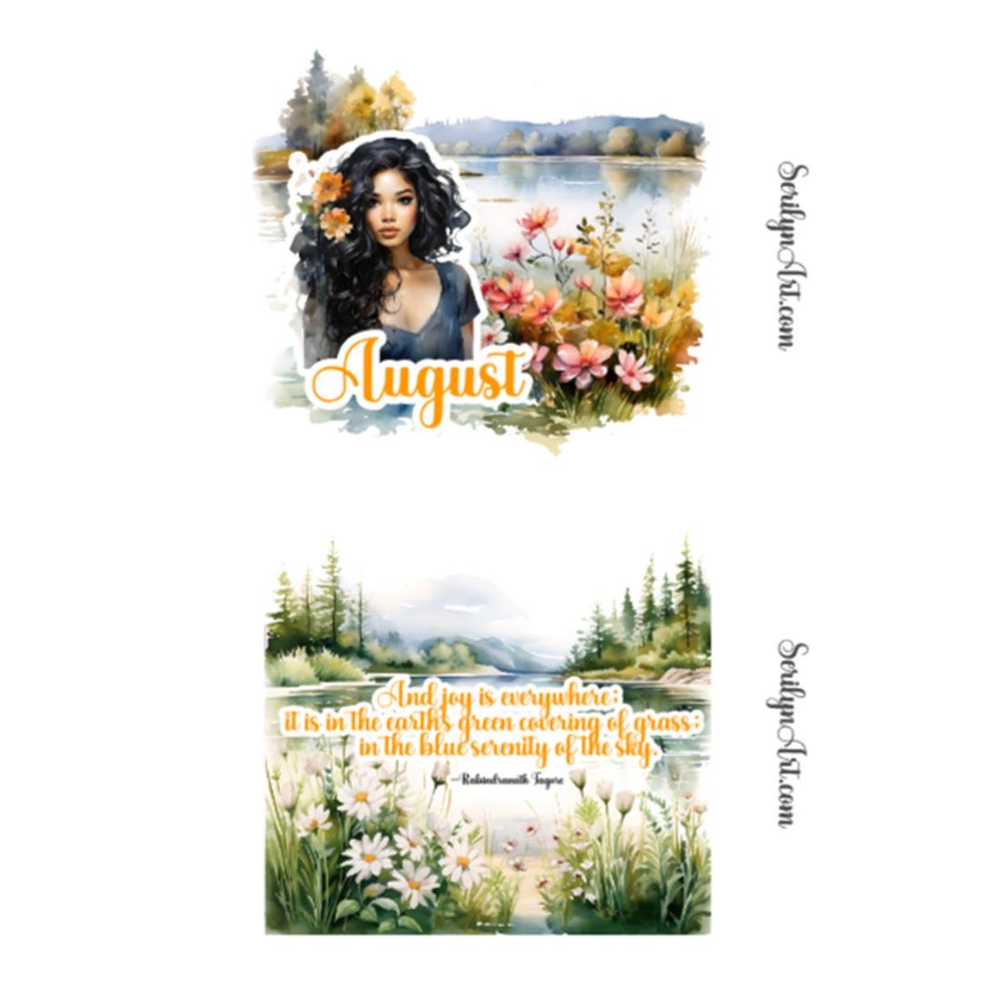 Sticker Sheet August Dashboard for Bullet Journal, Scrapbooking ...