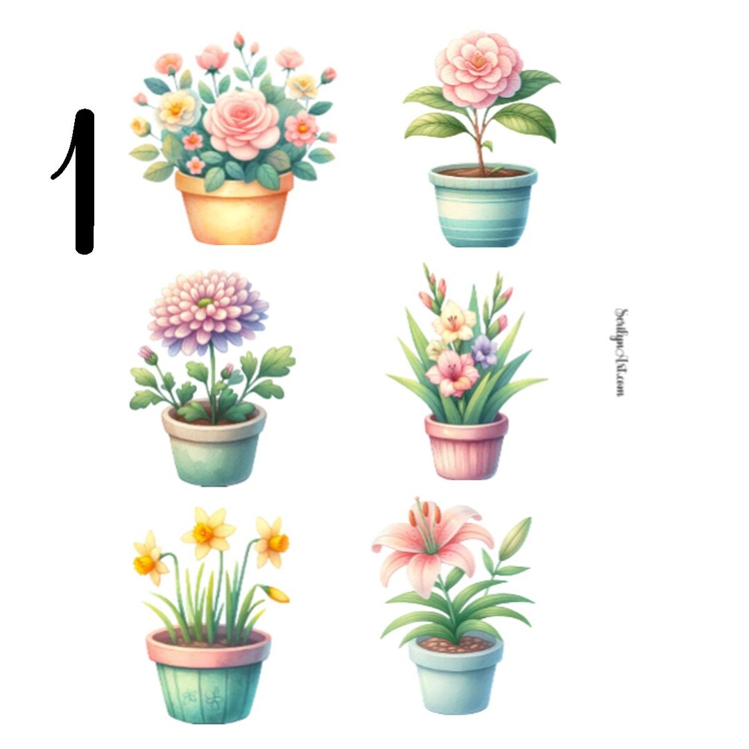 Sticker Sheet Cute Flower Pot Themed Stickers for Bullet Journal ...