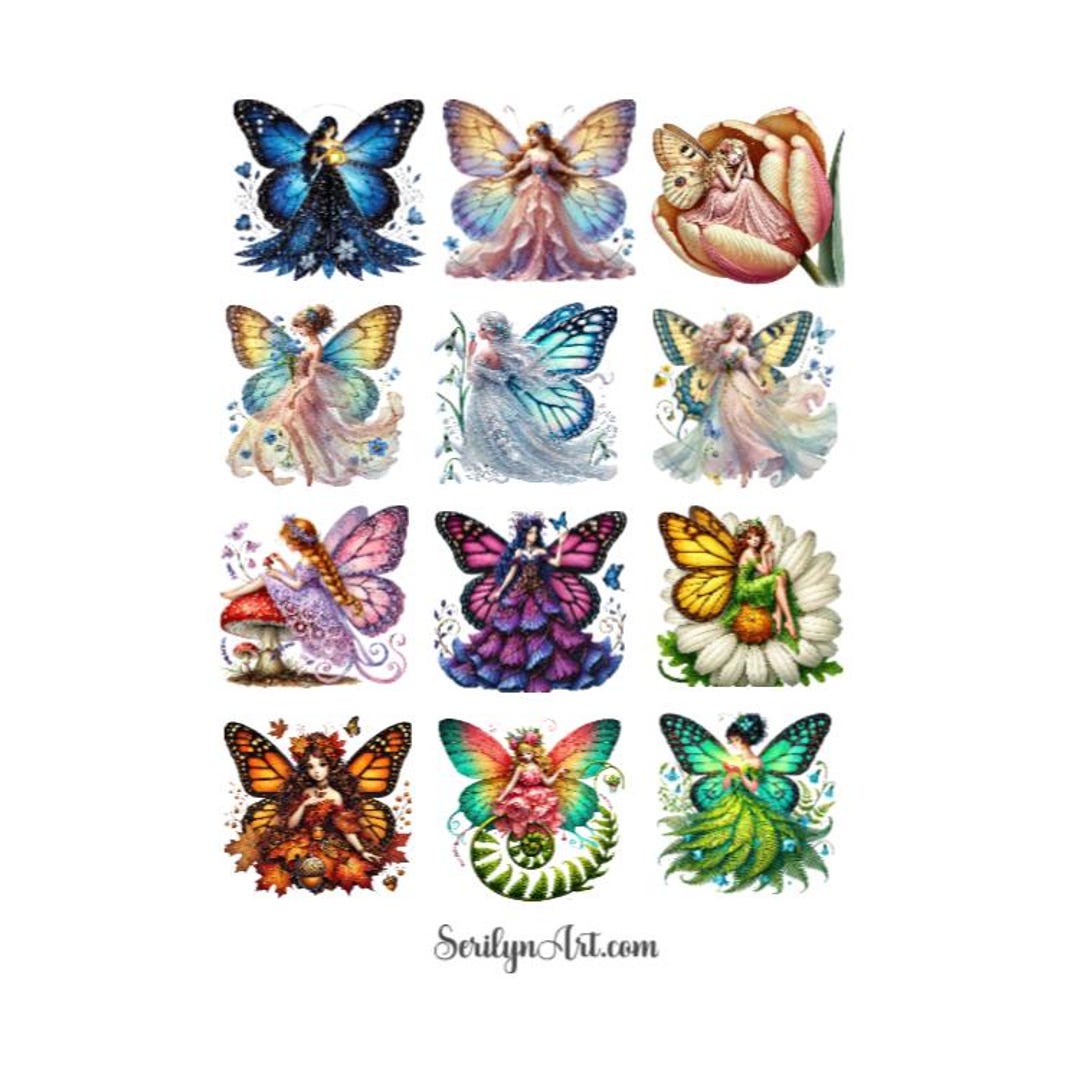 Sticker Sheet Butterfly Flower Fairies for Bullet Journaling, Planners ...