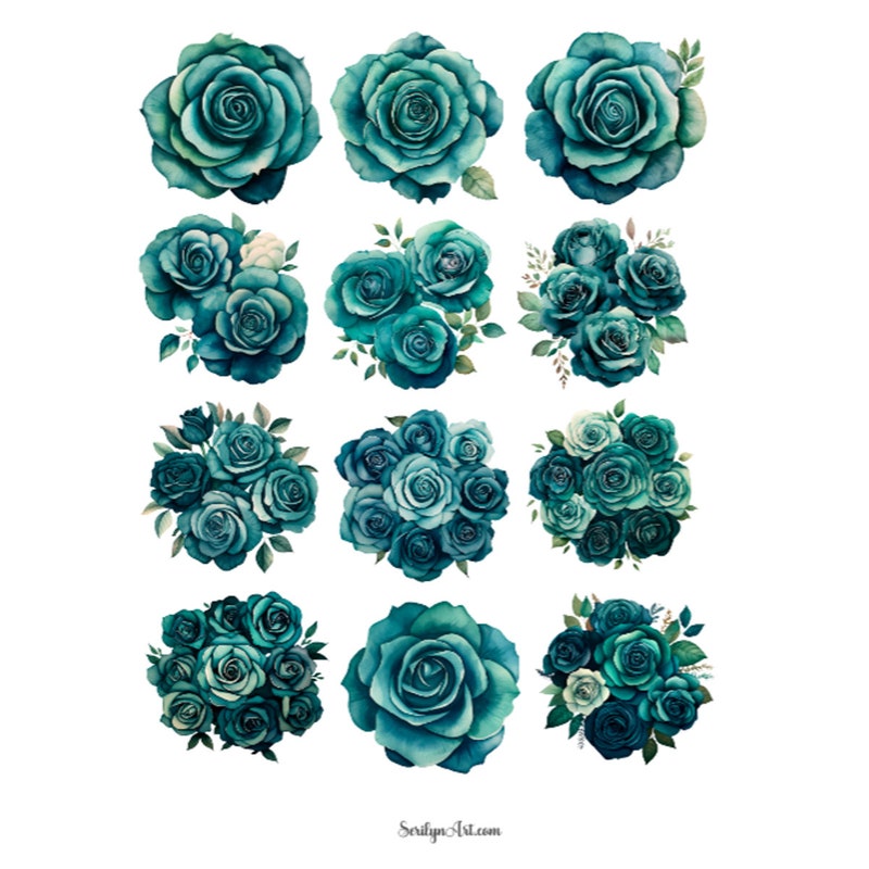 Teal Rose - Etsy