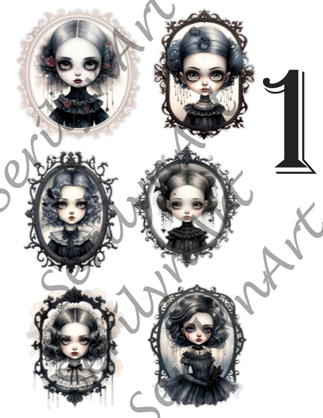 Sticker Sheet Gothic Dolls Themed for Bullet Journal, Scrapbooking ...