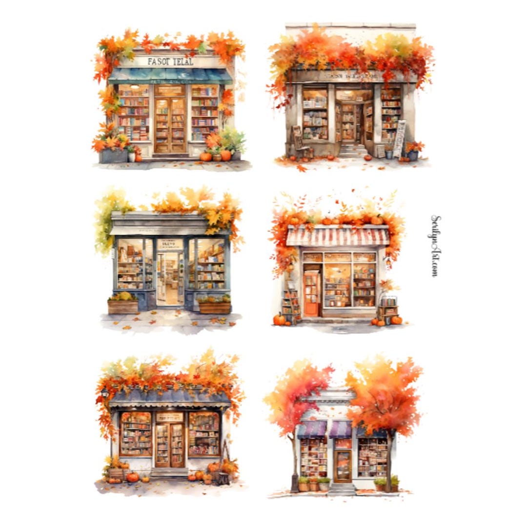 Sticker Sheet Autumn Bookstore Themed for Bullet Journal, Scrapbooking ...