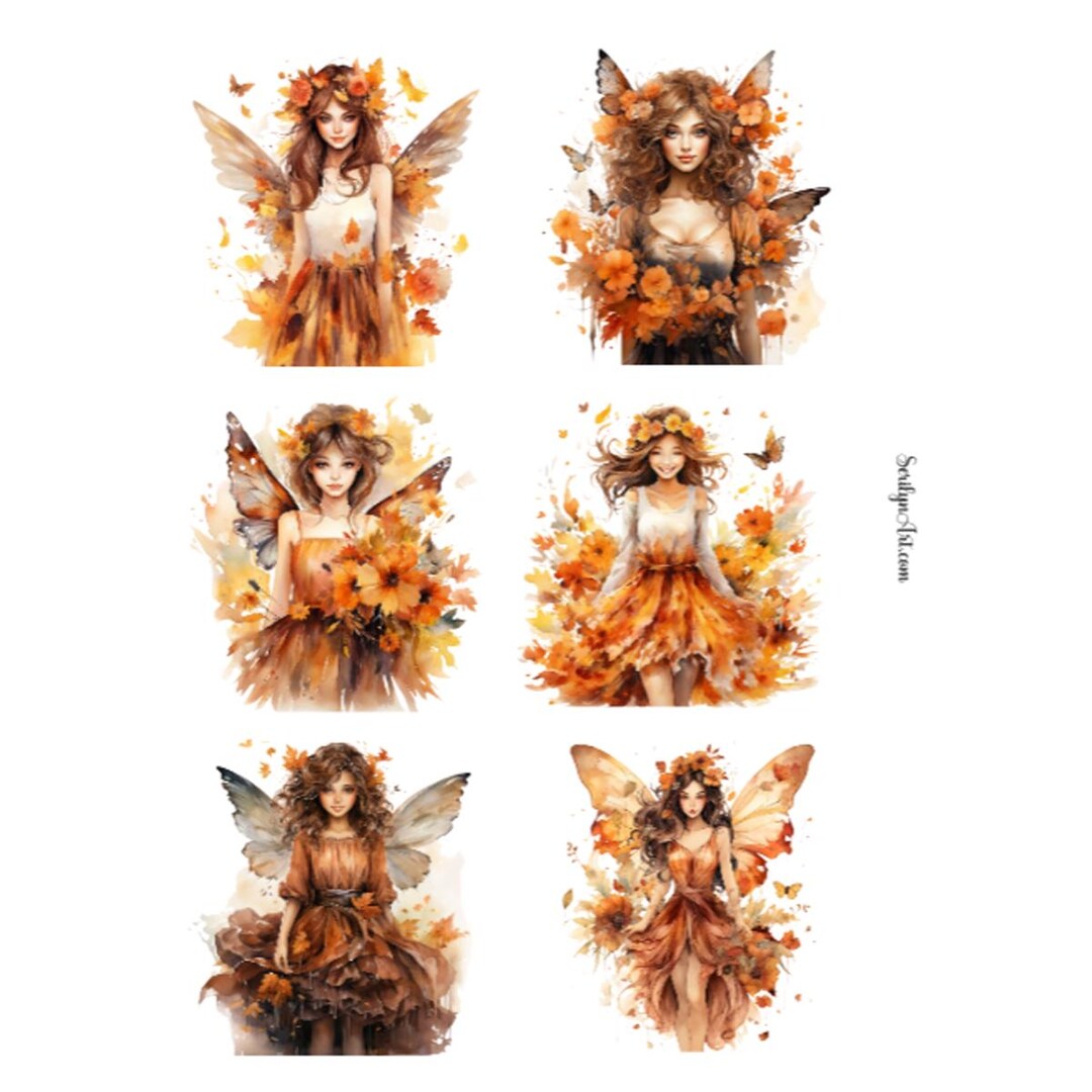 Sticker Sheet Autumn Fairies Themed for Bullet Journal, Scrapbooking ...