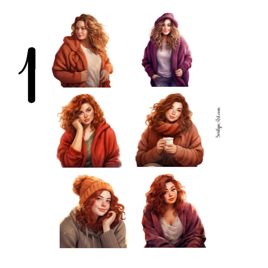 Sticker Sheet Cozy Curvy Girls for Bullet Journal, Scrapbooking ...