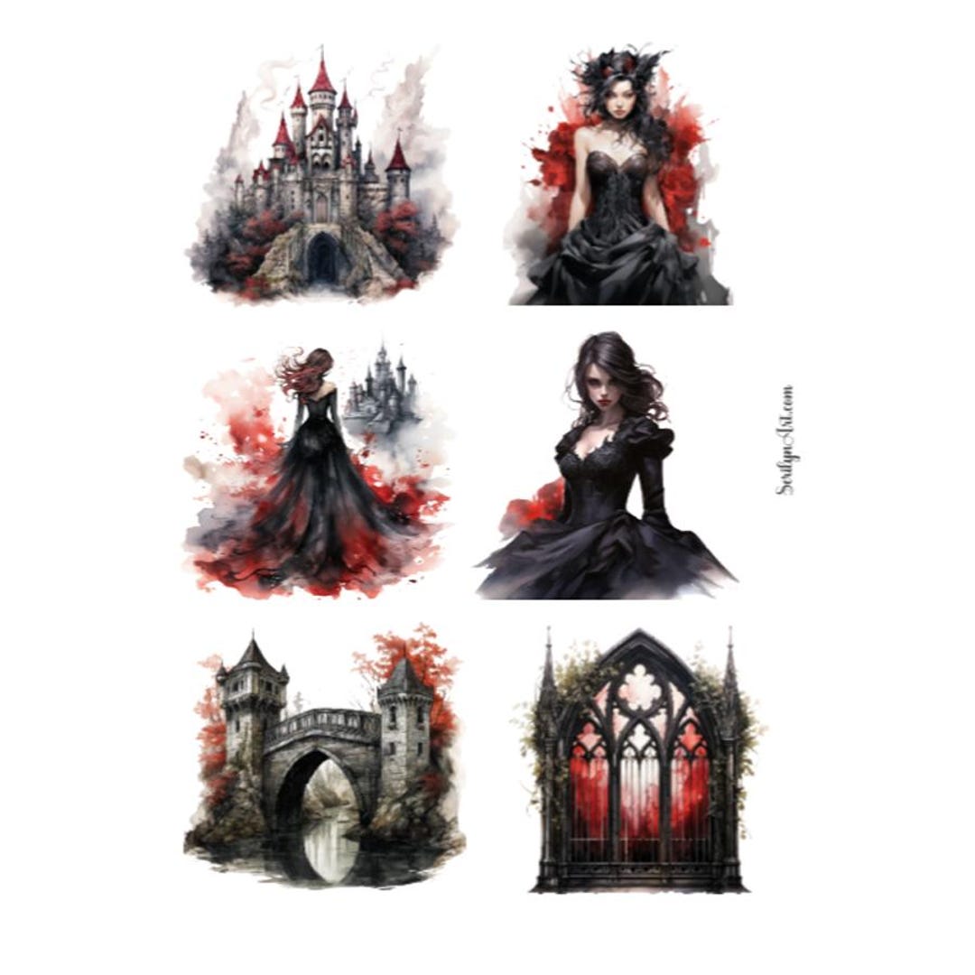Sticker Sheet Gothic Castle Themed for Bullet Journal, Scrapbooking ...