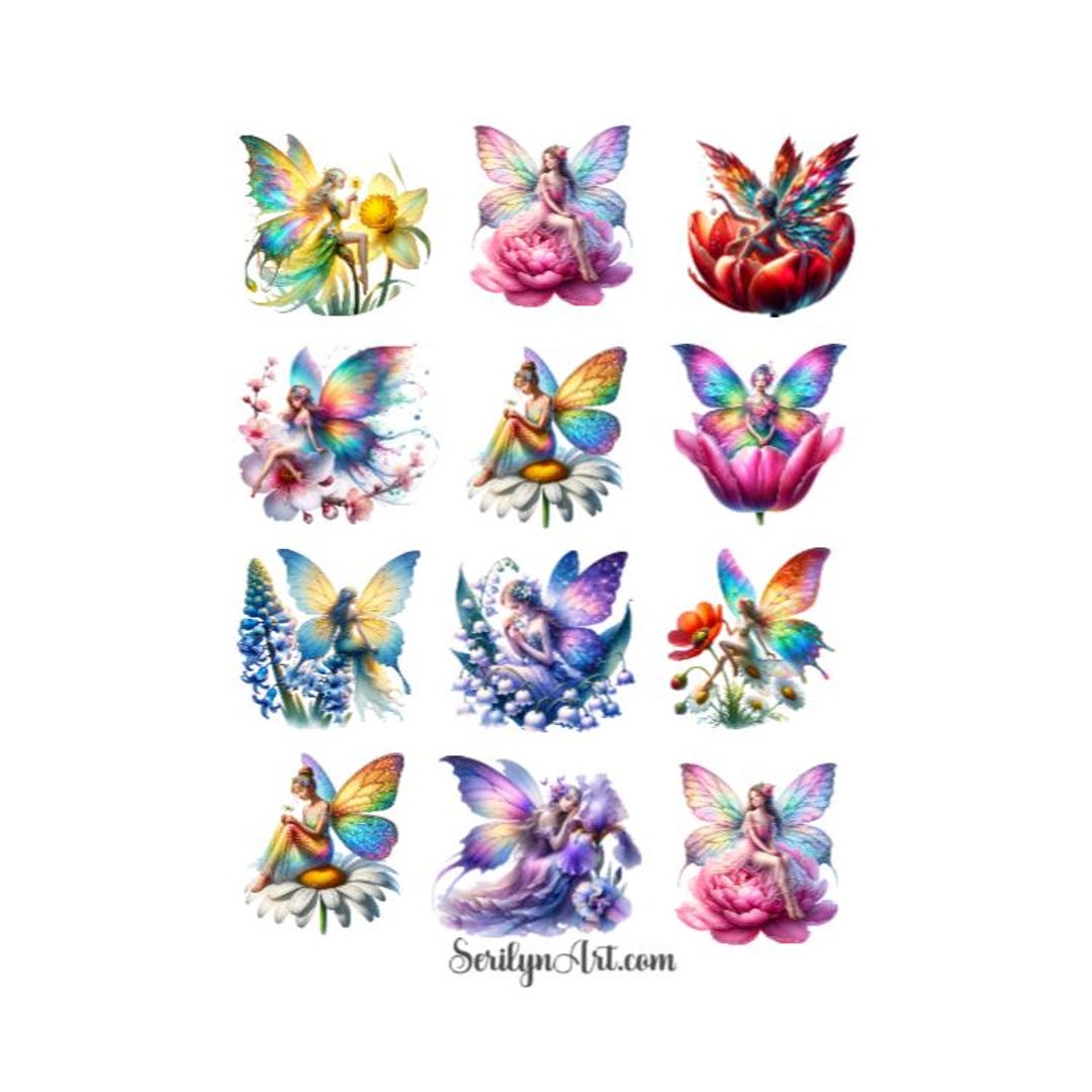 Sticker Sheet Rainbow Fairies for Bullet Journaling, Planners ...
