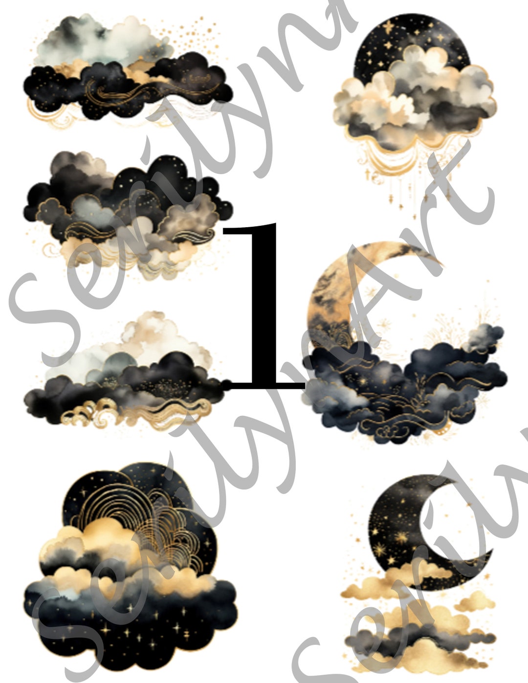 Sticker Sheet Art Deco Clouds for Bullet Journals, Planners ...