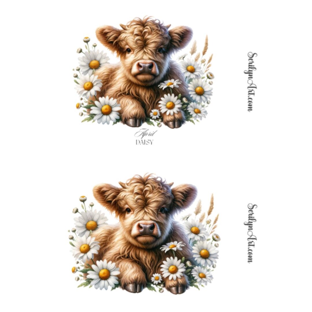 Sticker Sheet April Cow and Flower of the Month Dashboard for Bullet ...