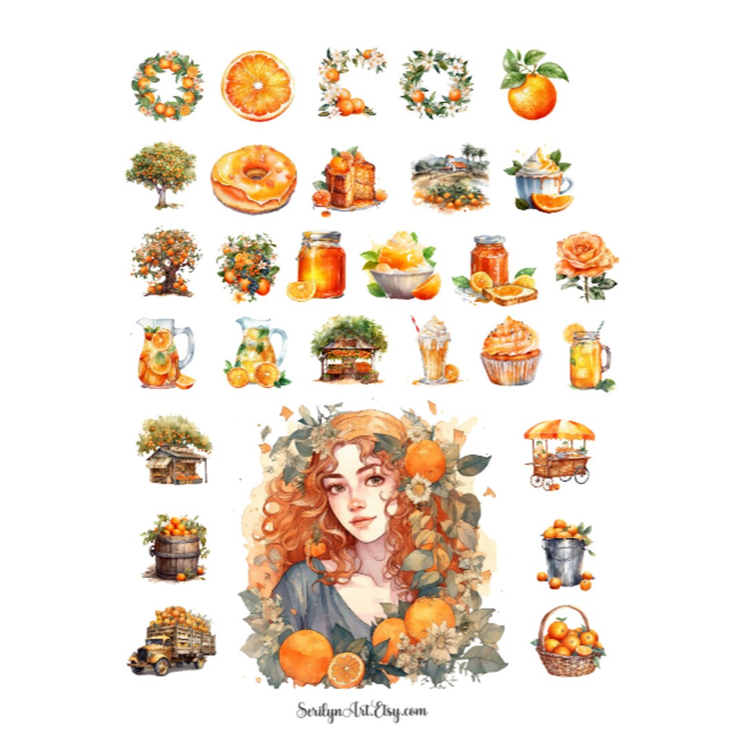 Sticker Sheet Oranges Themed for Bullet Journals, Planners, Reading ...