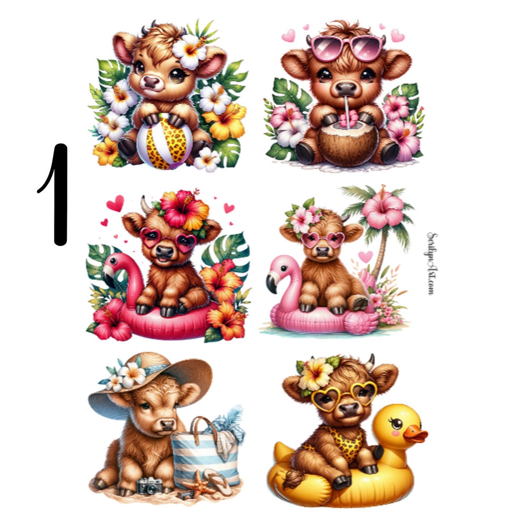 Sticker Sheet Beach Cows Themed for Bullet Journal, Scrapbooking ...