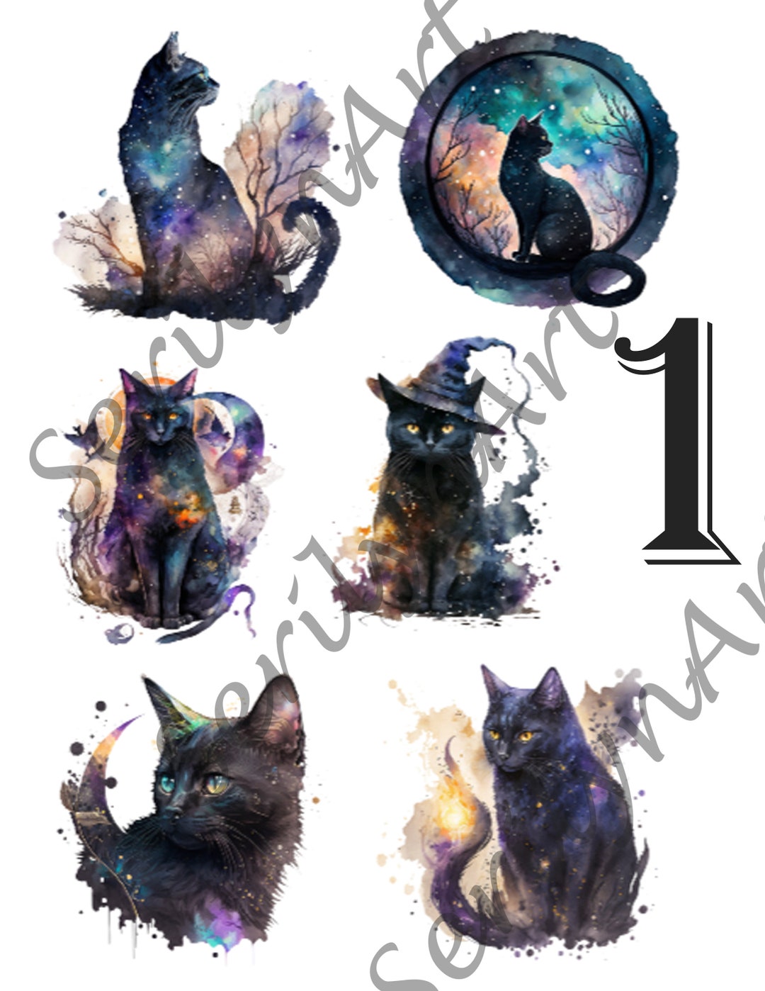 Sticker Sheet Celestial Cats Themed for Bullet Journal, Scrapbooking ...