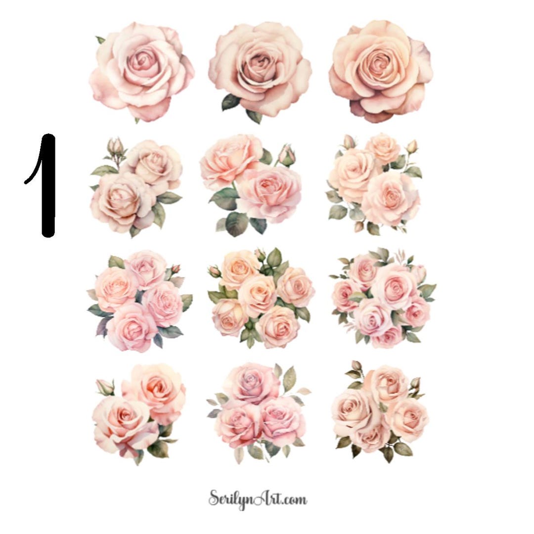 Sticker Light Pink Roses for Bullet Journals, Planners, Reading ...