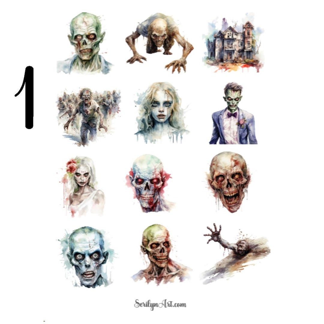 Sticker Sheet Zombie Zone for Bullet Journaling, Planners, Scrapbooking ...